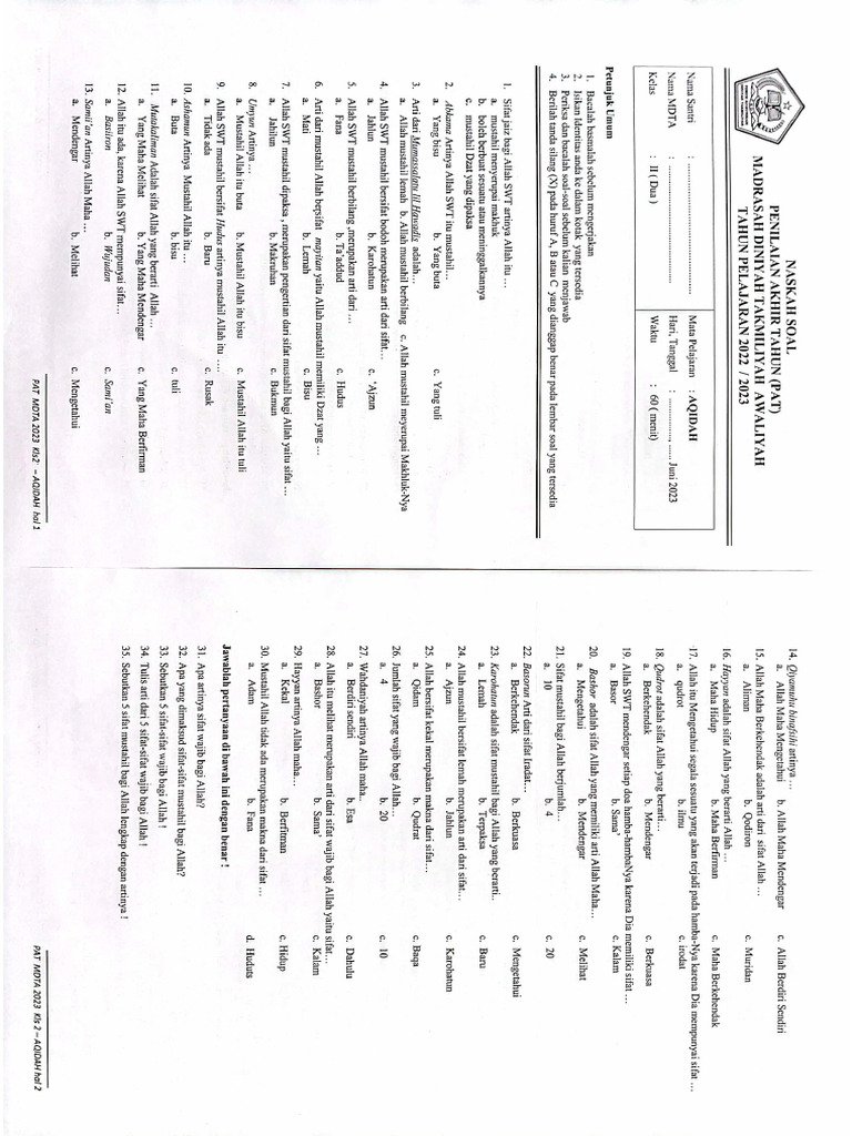 (EIC) - Soal PAT 2 MD | PDF