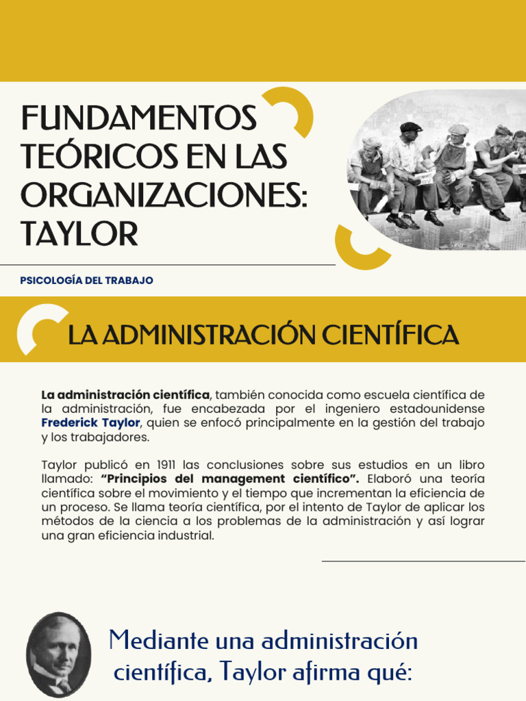 Fundamentos Teorícos de La Administración Científica. Taylor | PDF | Business | Science