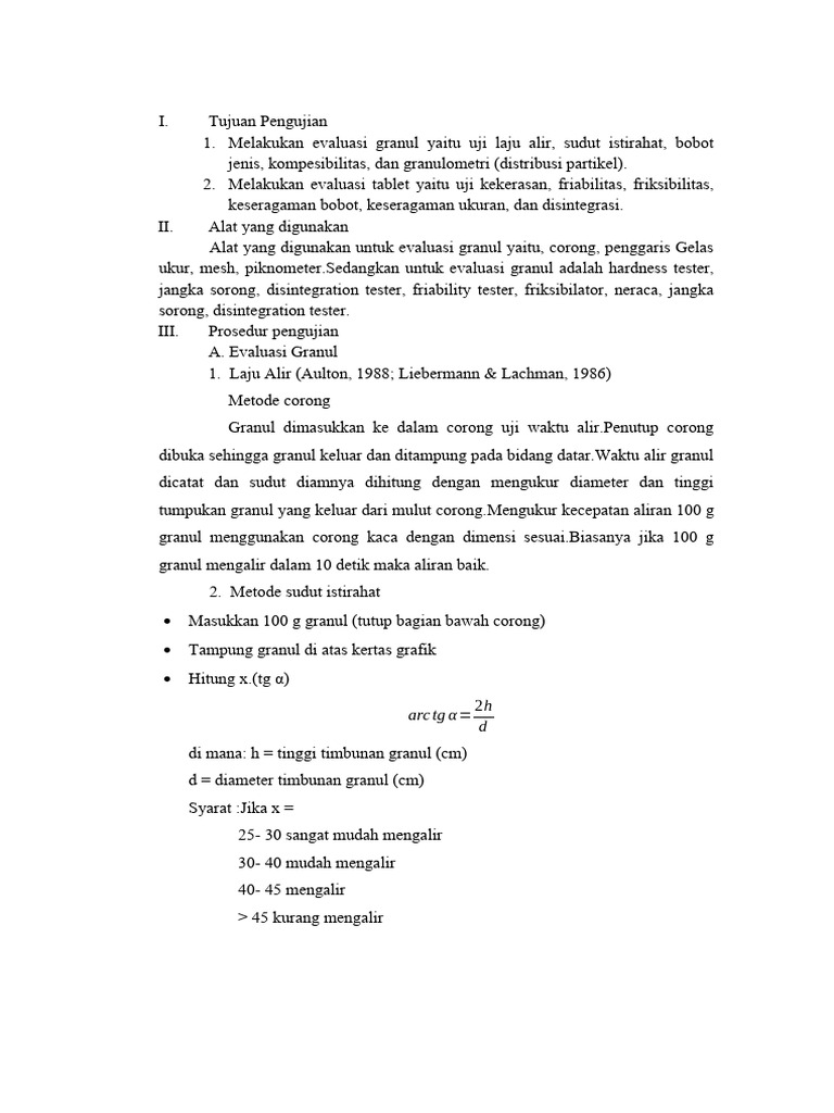 Evaluasi Alat Uji Granul dan Tablet | PDF