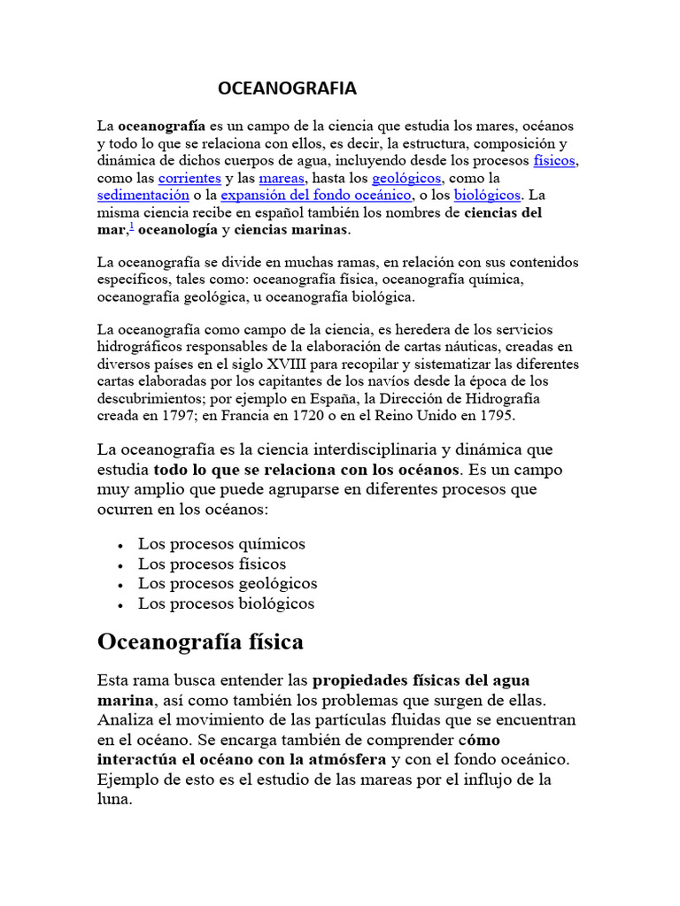 Oceanografía: Ciencia de los Océanos | PDF | Oceanografía | Geografía ...