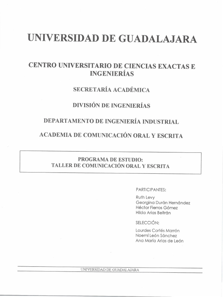 Programa de La Materia Taller de Comunicacion Oral y Escrita | PDF