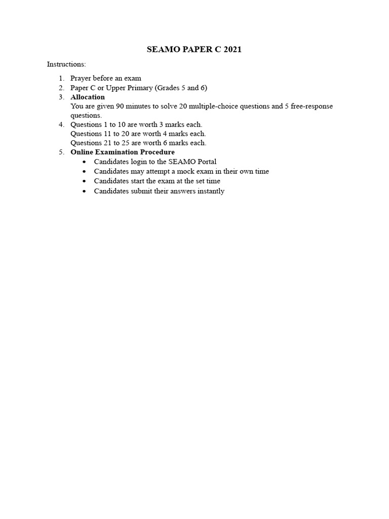 Seamo Paper C 2021 | PDF | Area | Tests