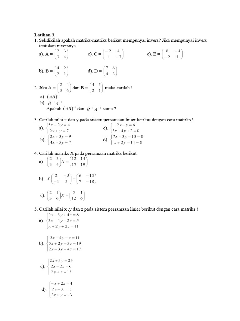 Soal Matrik 3 | PDF