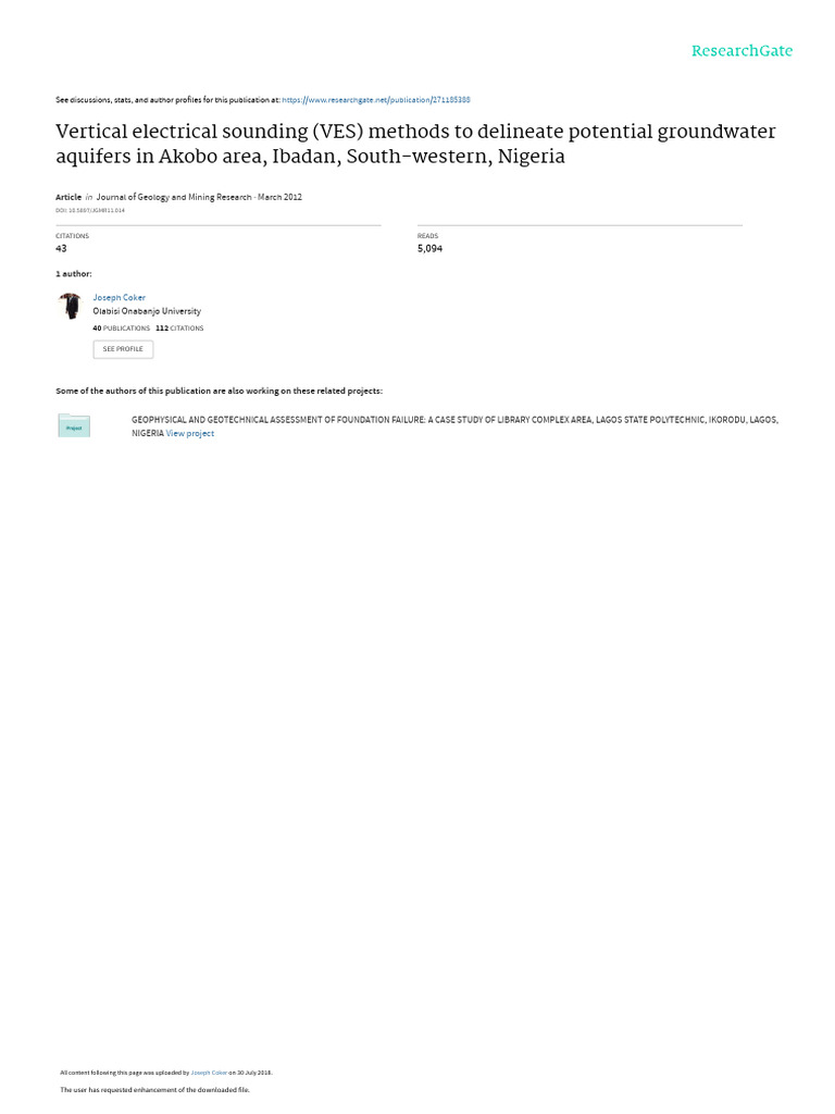 VES Ibadan | PDF | Water | Aquifer