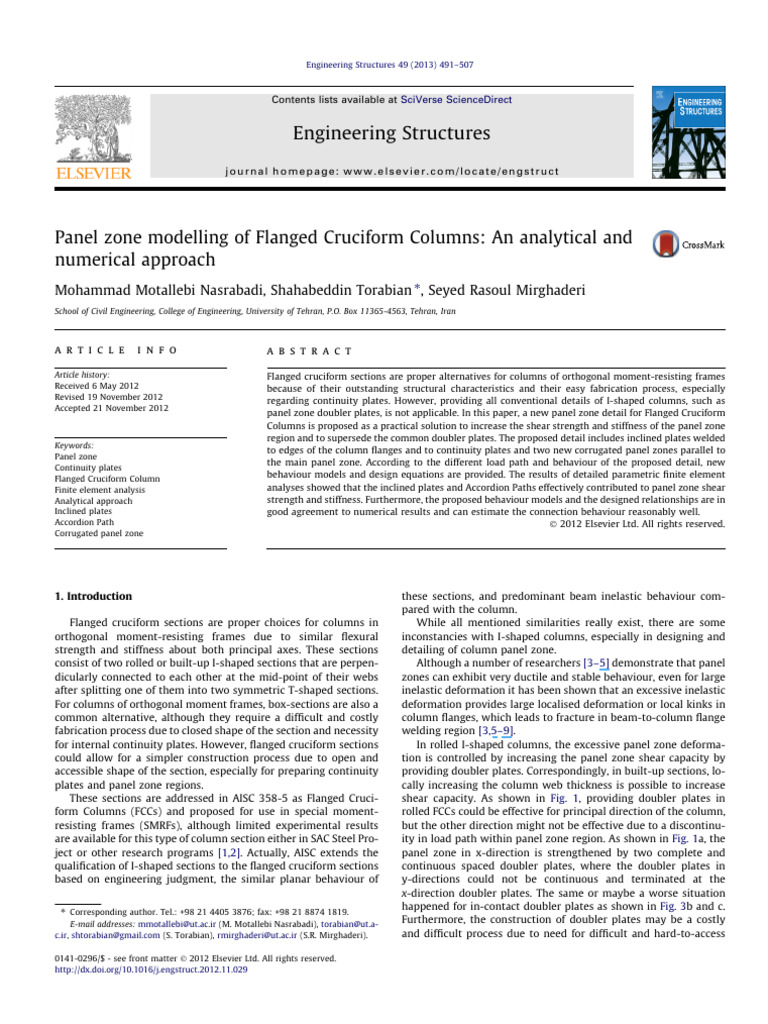 Panel Zone Modelling of Flanged Crucifor | Download Free PDF | Strength ...