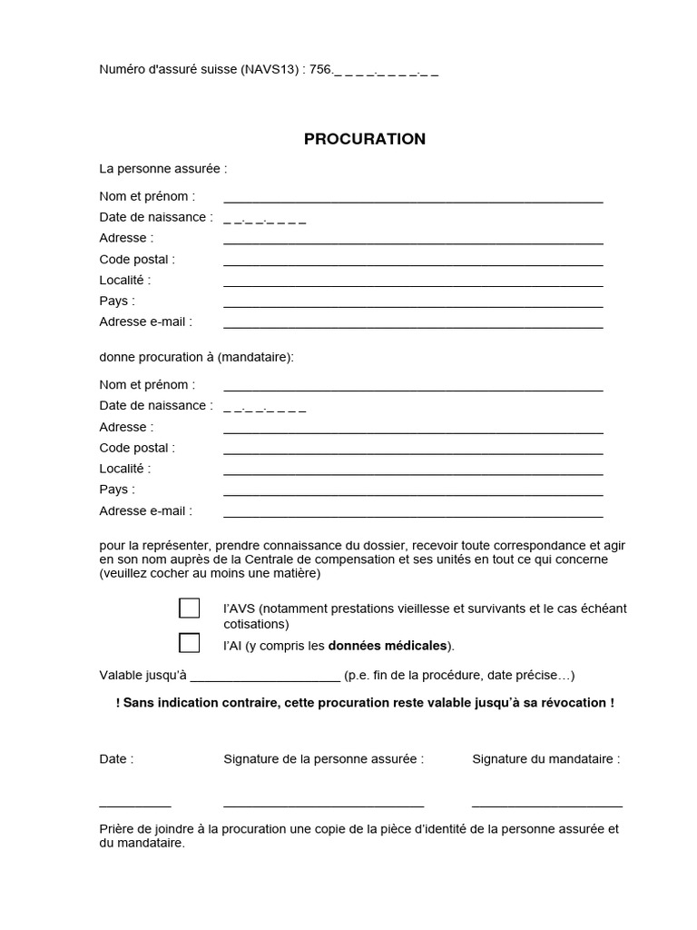 Formulaire de Procuration à Imprimer | PDF