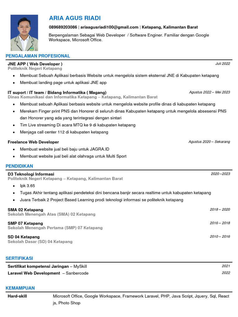 Curriculum Vitae MANUAL | PDF | Komputer | Teknologi & Rekayasa