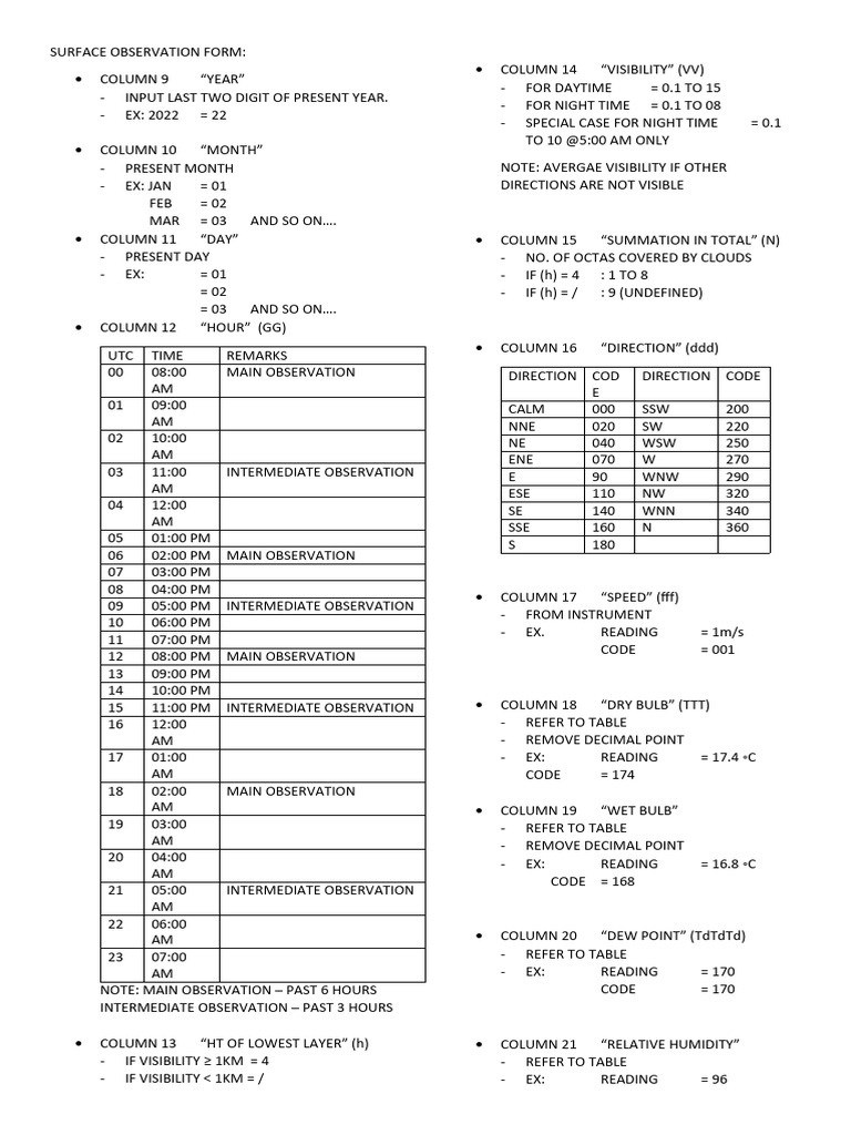 Surface Observation Form | PDF | Applied And Interdisciplinary Physics ...