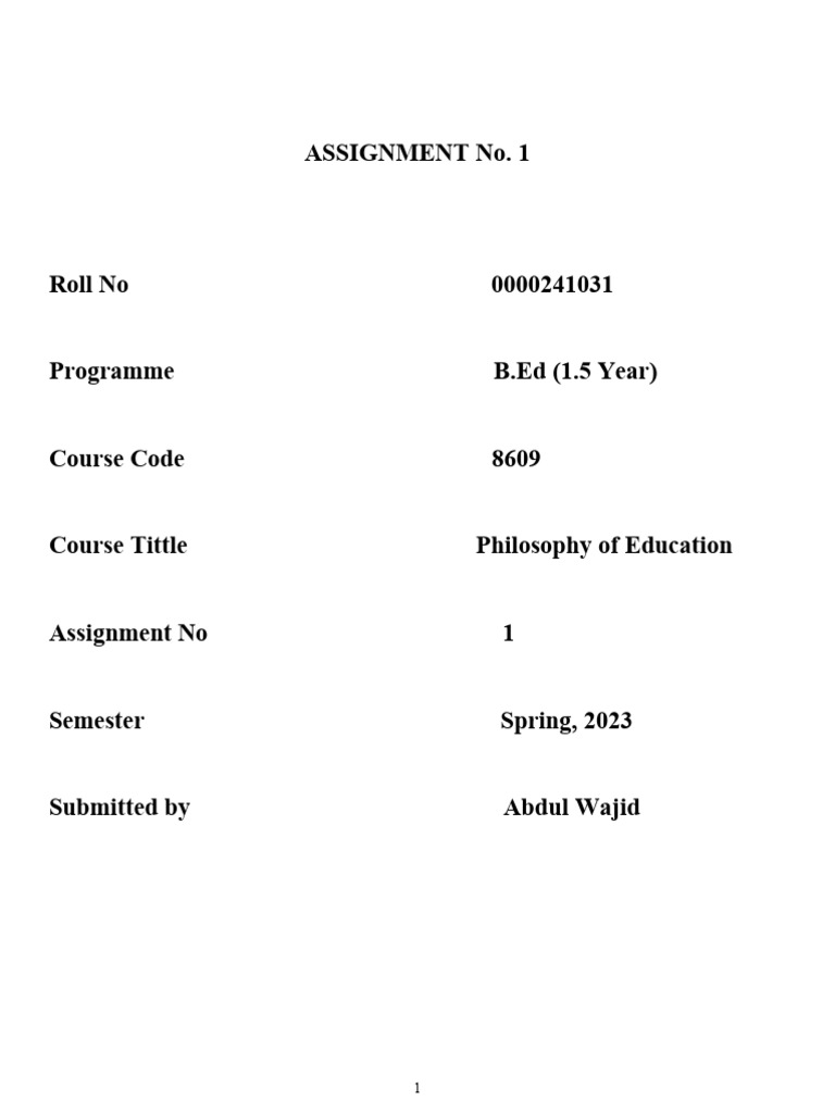 8609 Assignment 1 | PDF | Pragmatism | Empirical Evidence