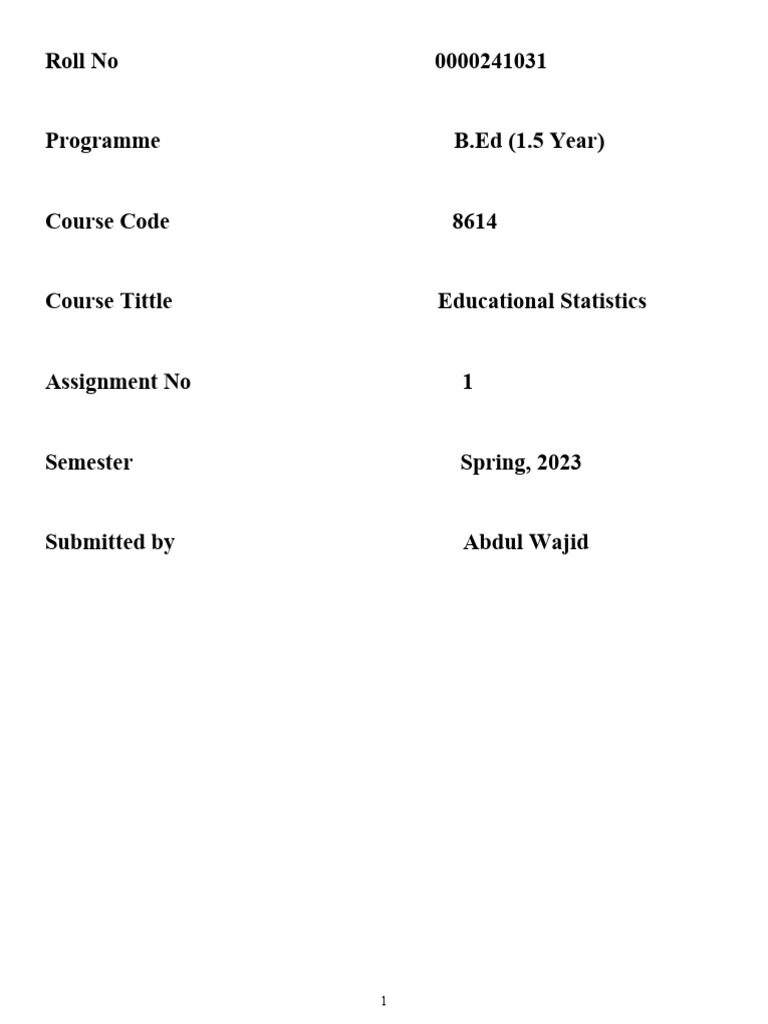 8614 Assignment 1 | PDF | Sampling (Statistics) | Statistics