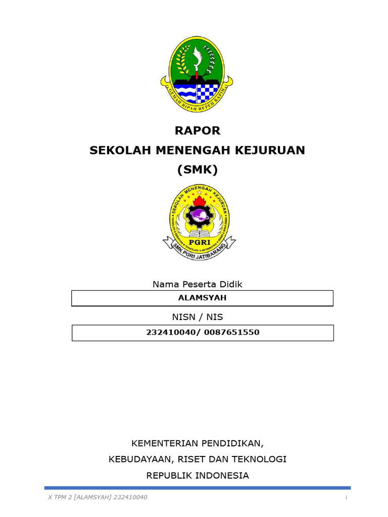 Rapot Kelas X | PDF
