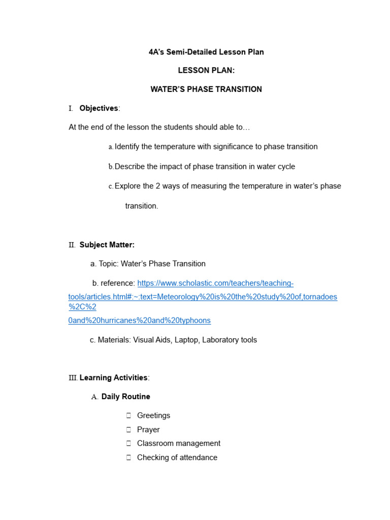 Lesson Plan No. 1 | PDF | Humidity | Water Vapor