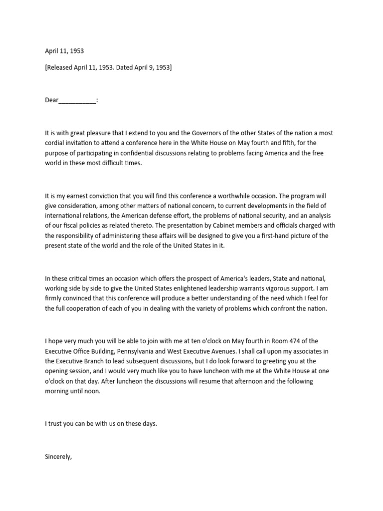 LETTER Invitation To Attend A Conference | PDF