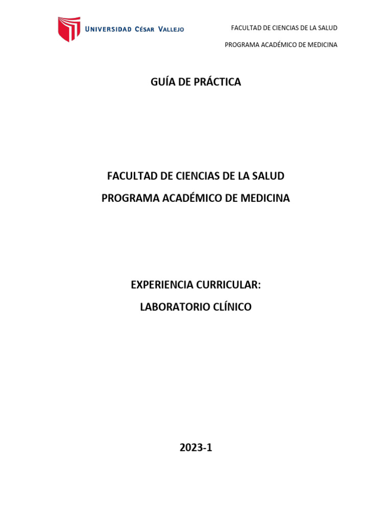 Guía de Práctica Laboratorio Clinico 2023 | PDF | Leucocito | Plaqueta