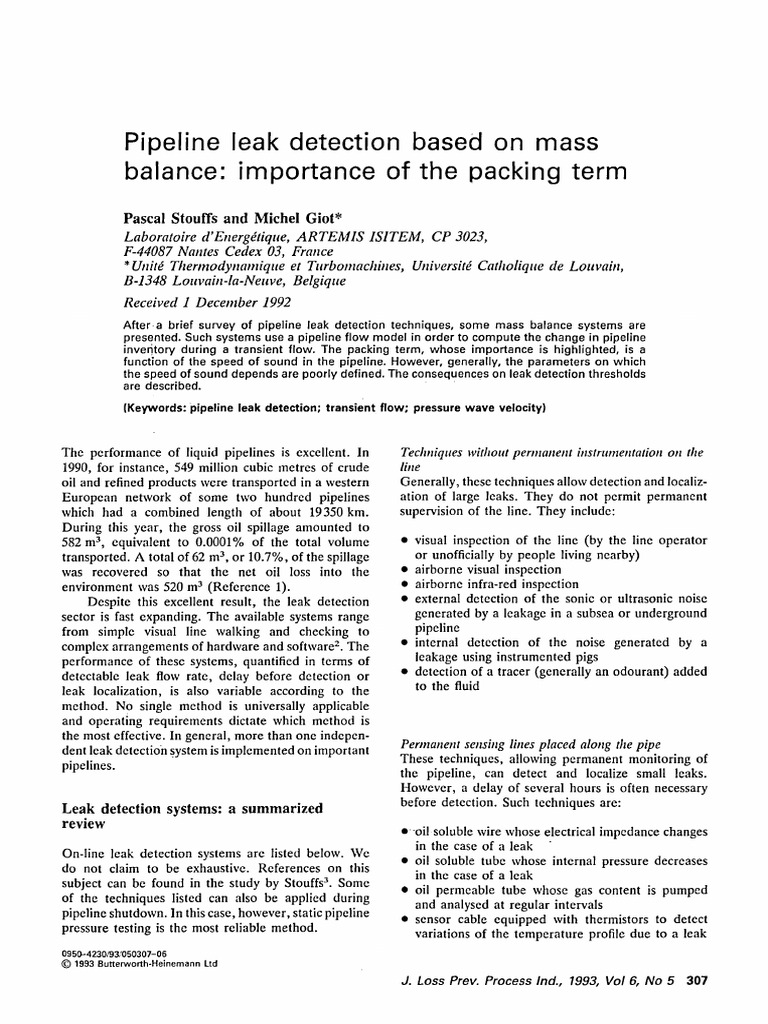 Pipeline Leak Detection Based On Mass Ba Pdf Fluid Dynamics Flow