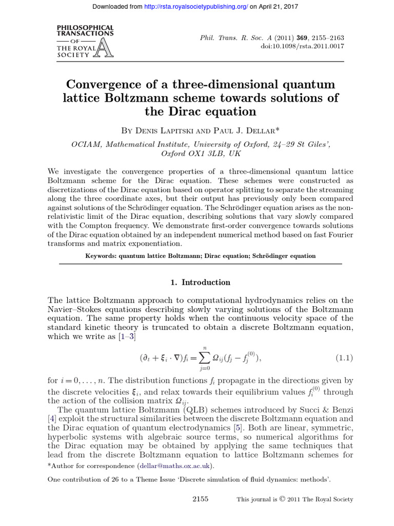 Lapitski2011 - Convergence of A Three-Dimensional Quantum Toward Dirac ...