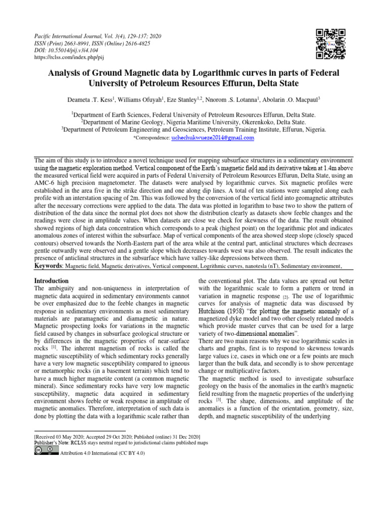 Analysis of Ground Magnetic Data by Loga | PDF | Magnetometer | Earth's ...