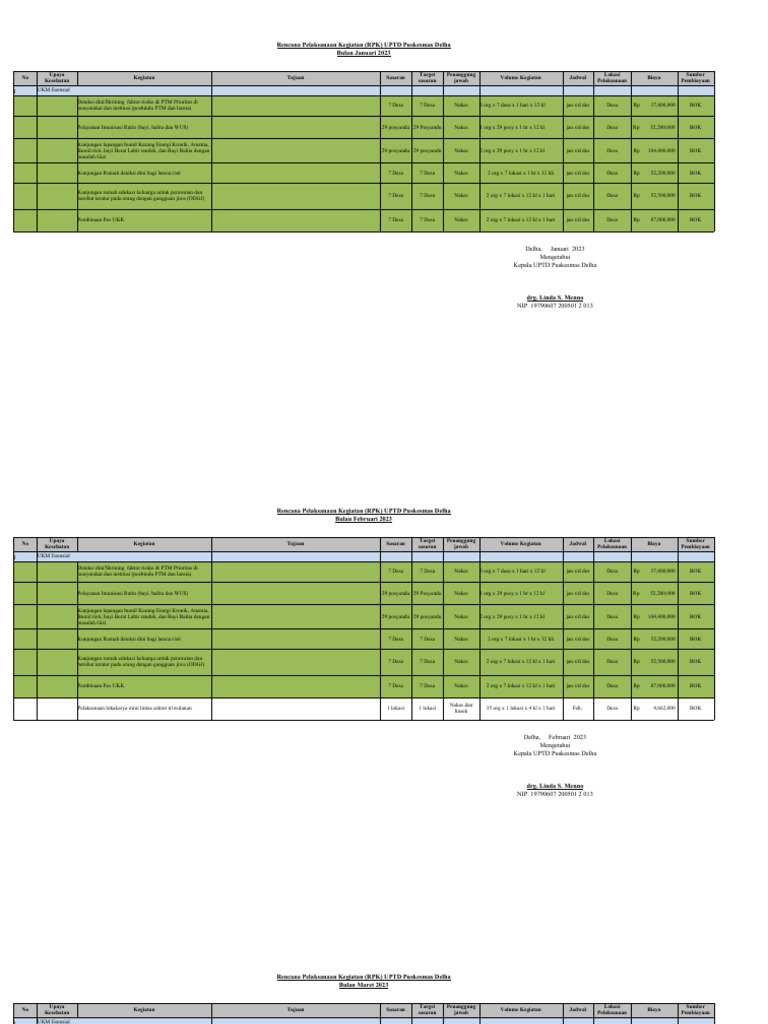 RPK Kegiatan Puskesmas Delha 2023 | PDF
