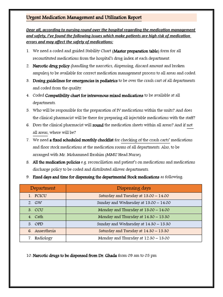 Report of Medication Management and Utilization | PDF | Pharmacy ...