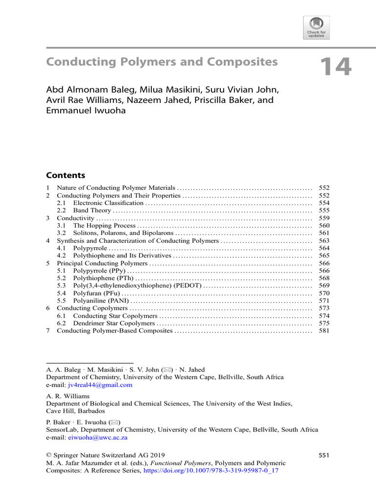 Conducting Polymers and Composites | PDF | Molecular Orbital ...