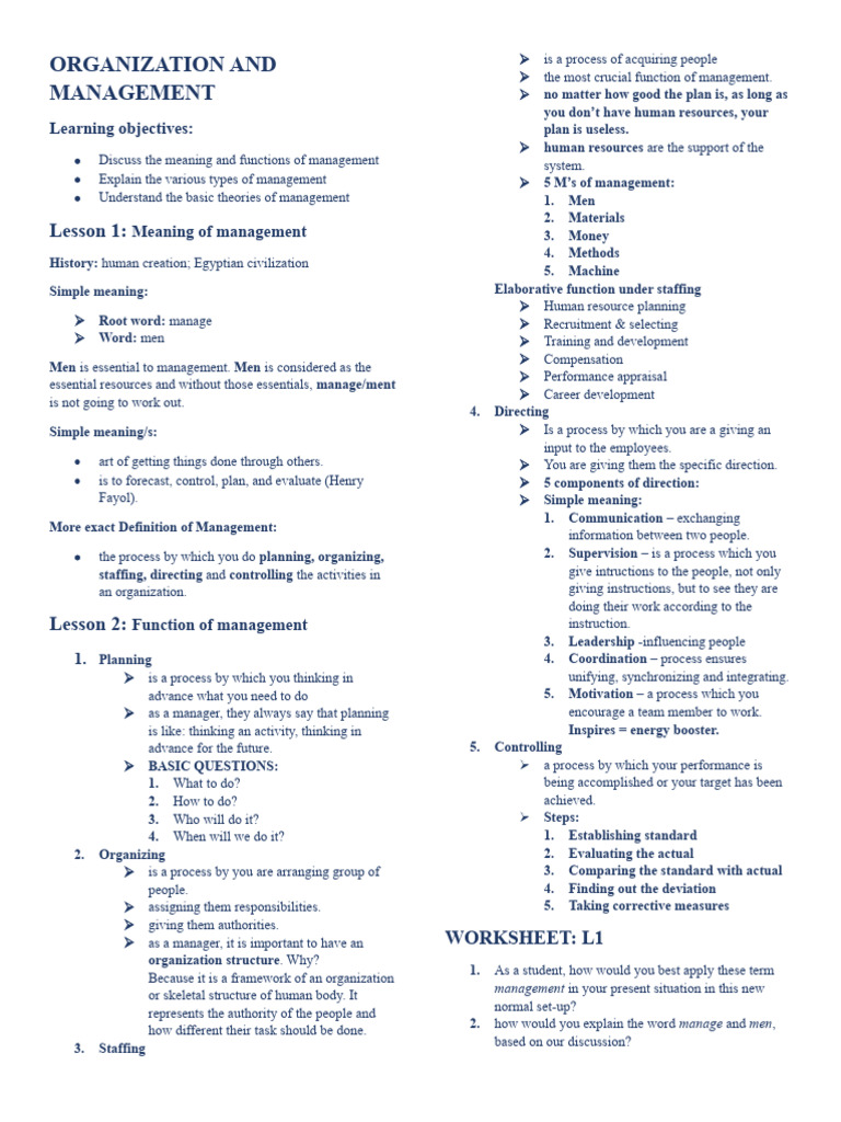 Org and Management | PDF | Human Resources | Learning