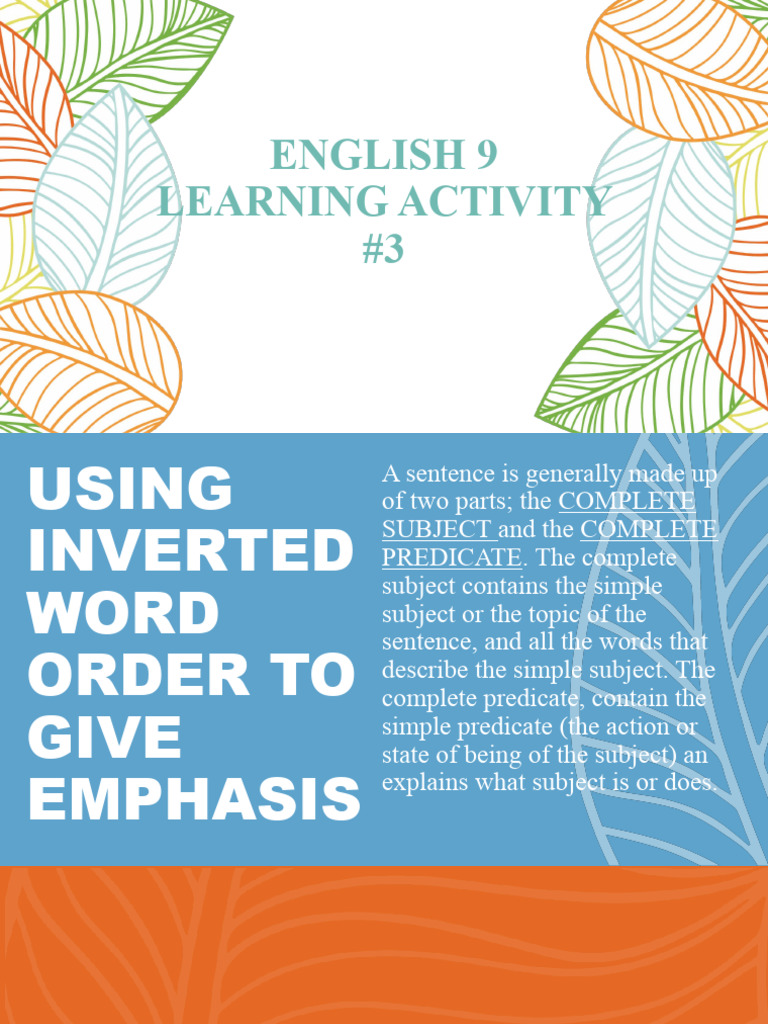 English 9 - Inverted Sentence and Normal Sentence (Autosaved) | PDF