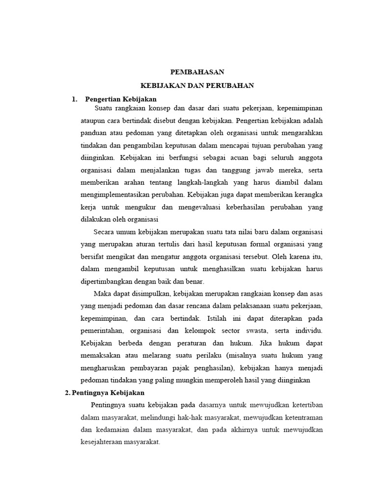 Kebijakan Dan Perubahan | PDF | Karier & Perkembangan