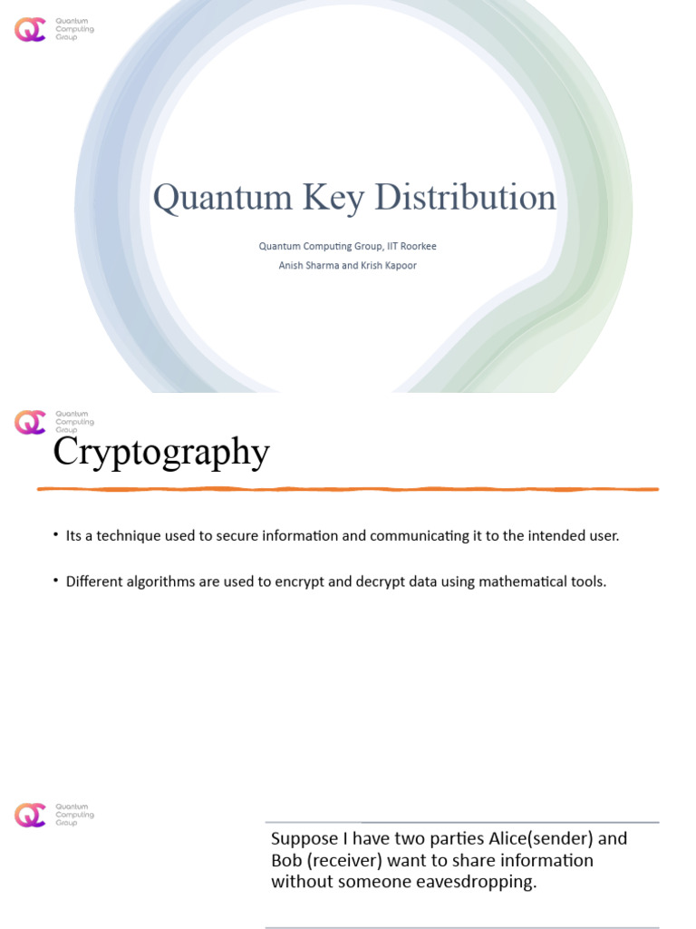 Quantum Key Distribution | PDF | Key (Cryptography) | Public Key Cryptography