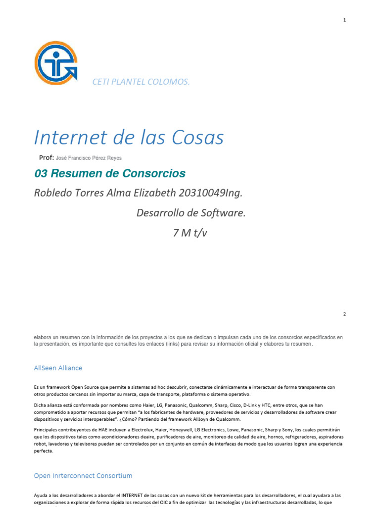 03 Resumen de Consorcios | PDF | Internet de las Cosas | Teléfonos móviles