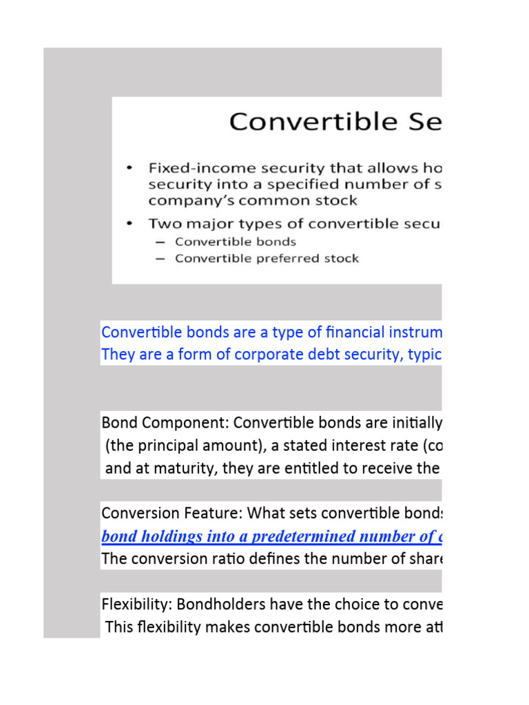 Understanding Convertible Bonds Explained | PDF | Bonds (Finance ...