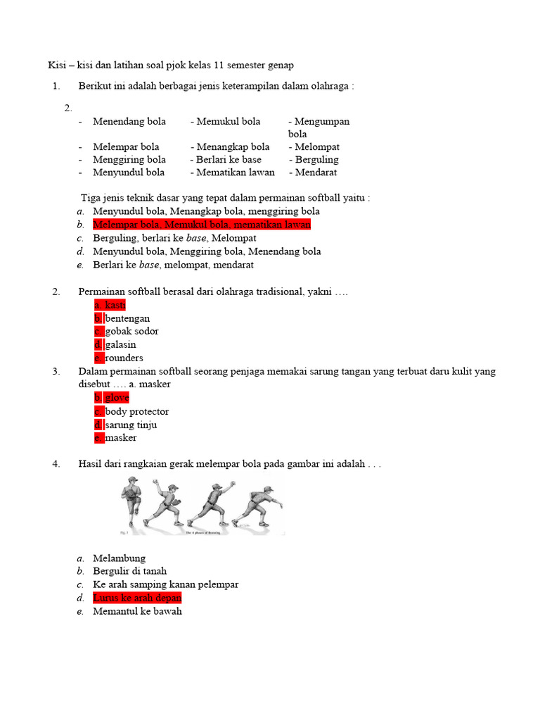 Latihan Soal Pjok Kelas 11 Semester Genap 2022 | PDF