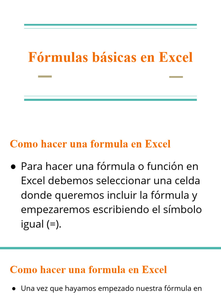Fórmulas básicas en Excel | PDF | Microsoft Excel | Multiplicación
