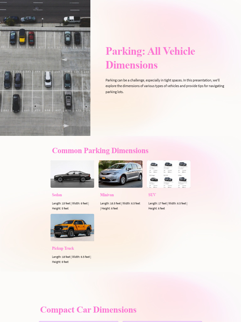 Parking All Vehicle Dimensions | PDF | Truck | Pickup Truck