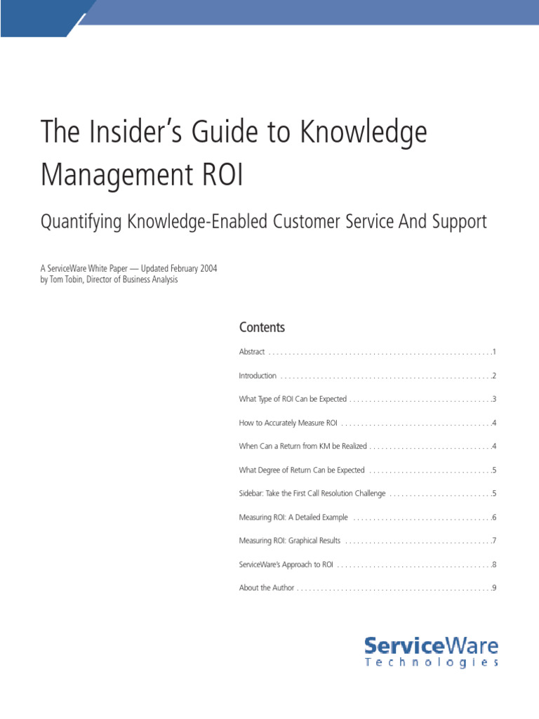 Knowledge Management ROI Guide | PDF | Return On Investment ...