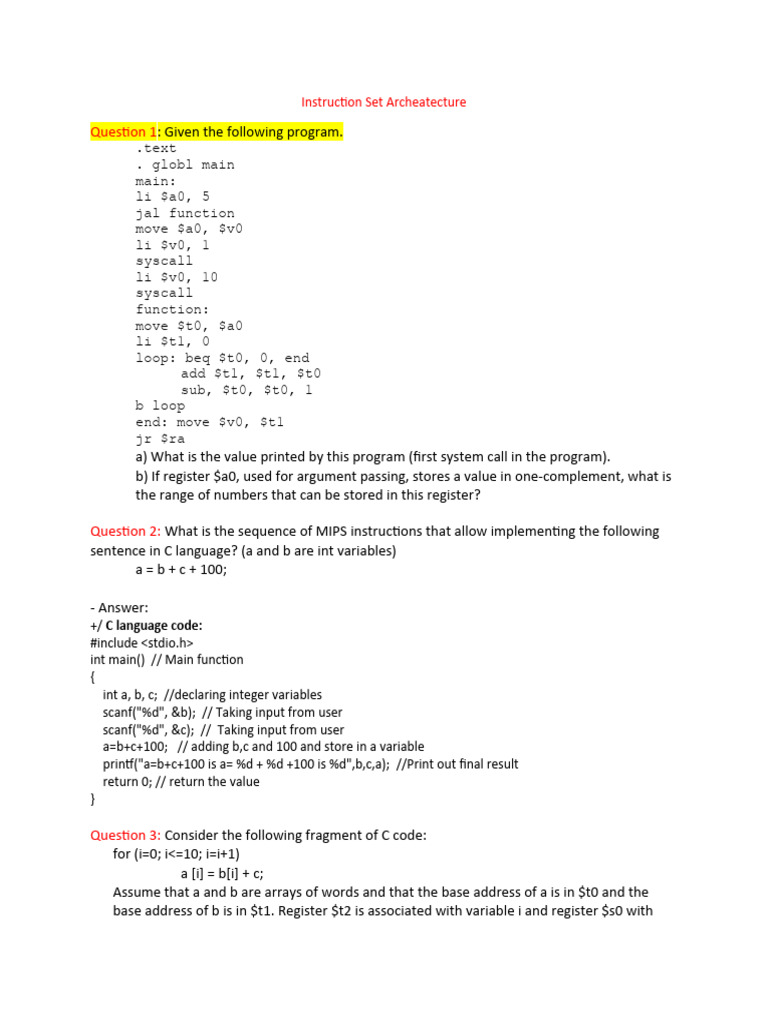 Instruction Set Archeatecture | PDF | Pointer (Computer Programming) | Office Equipment