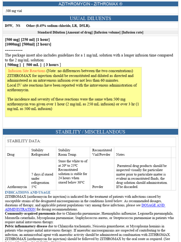 Azithromycin | PDF | Pneumonia | Intravenous Therapy