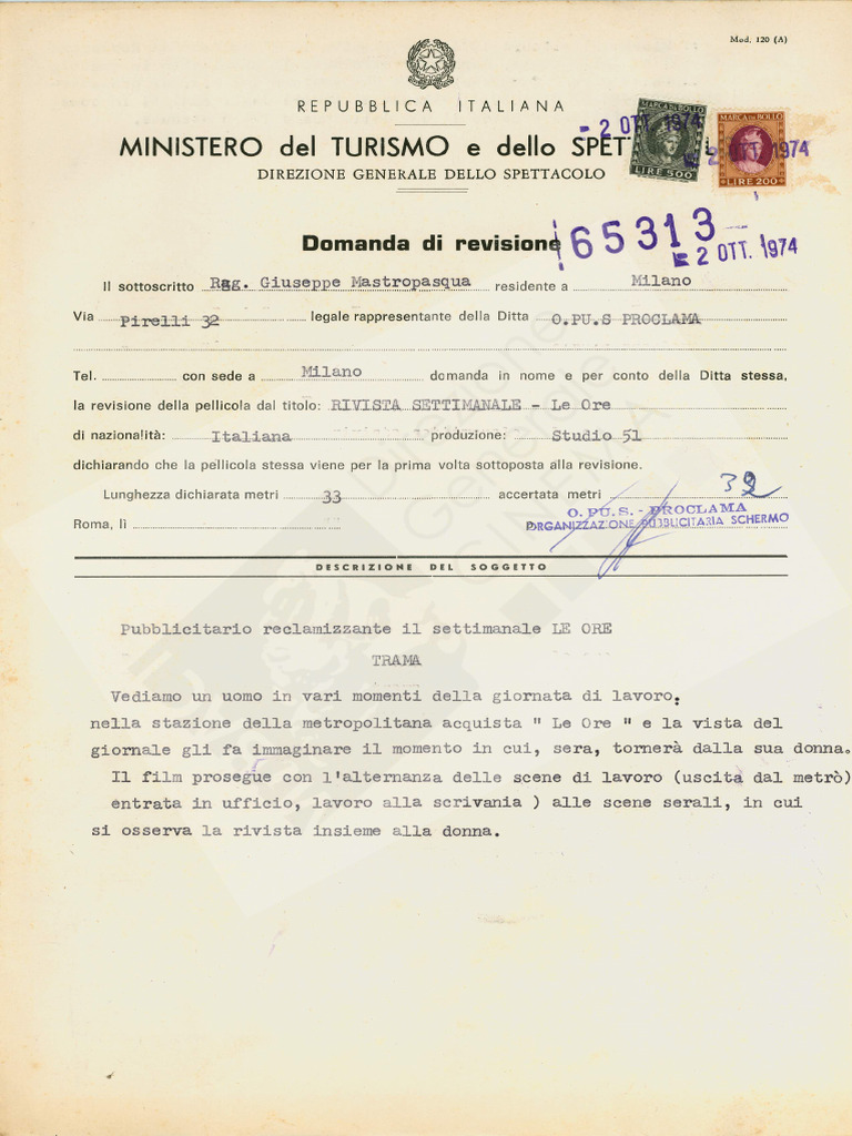 Rivista Settimanale Le Ore 1974 | PDF