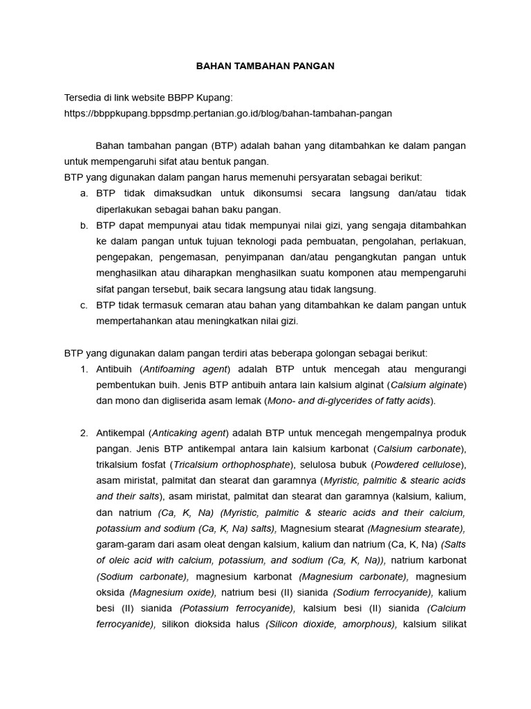 Panduan Lengkap Bahan Tambahan Pangan | PDF | Kesehatan Holistik