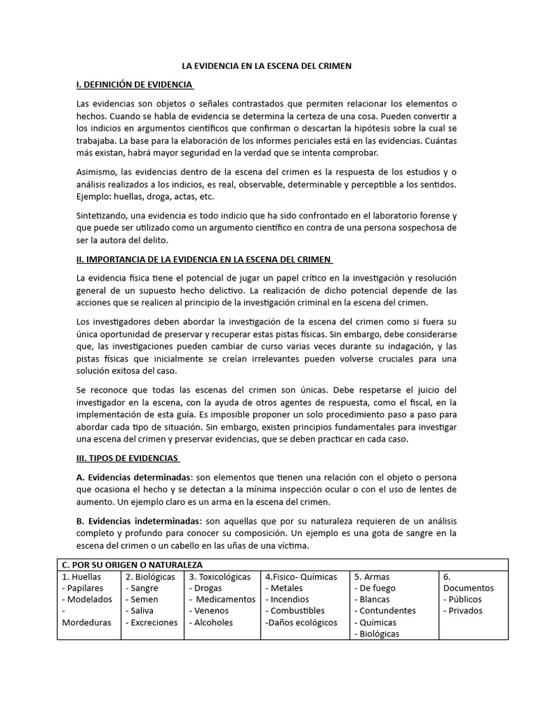 Evidencia en la Escena del Crimen | PDF | Evidencia | Crímenes
