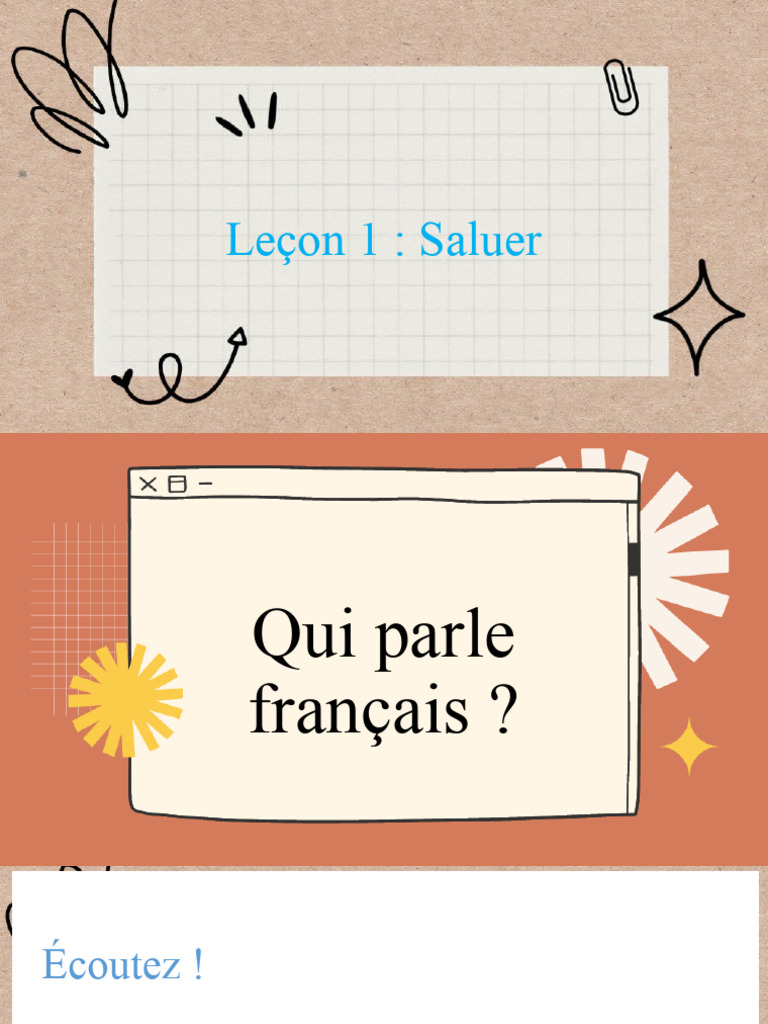 Leçon 3 : Salutations en français | PDF | Conventions culturelles ...