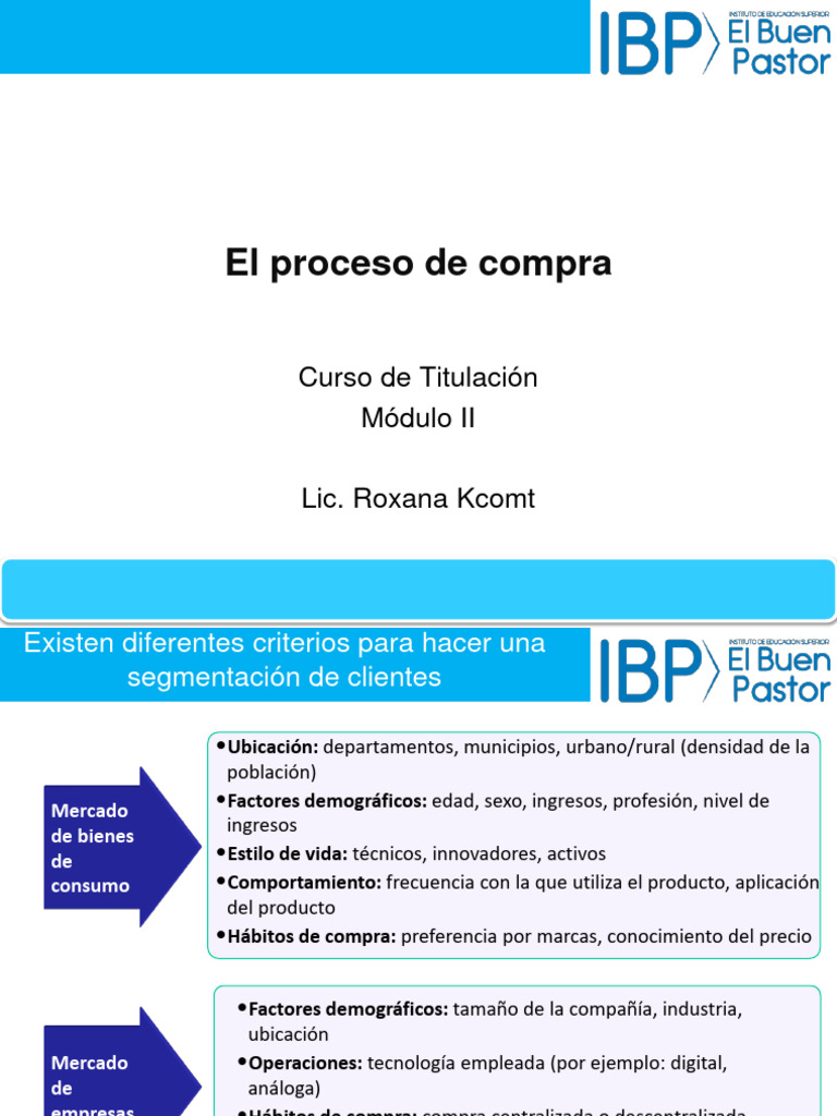 Innovacion Sesion 3.2 Segmentacion y Proceso de Compra | PDF | Mercado (economía) | Producto ...