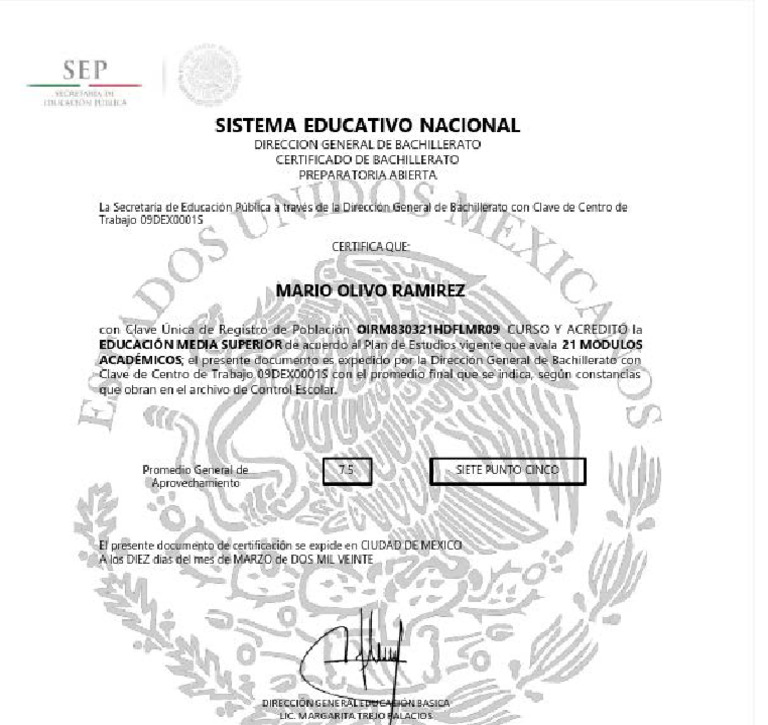 Certificado de Prepa Editable | PDF