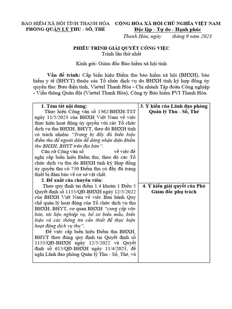 Mau Phieu Trinh Giai Quyet Cong Viec | PDF