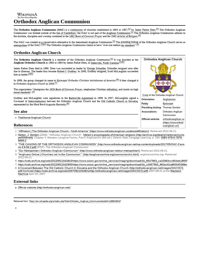 Overview of the Orthodox Anglican Church | PDF | Christian ...