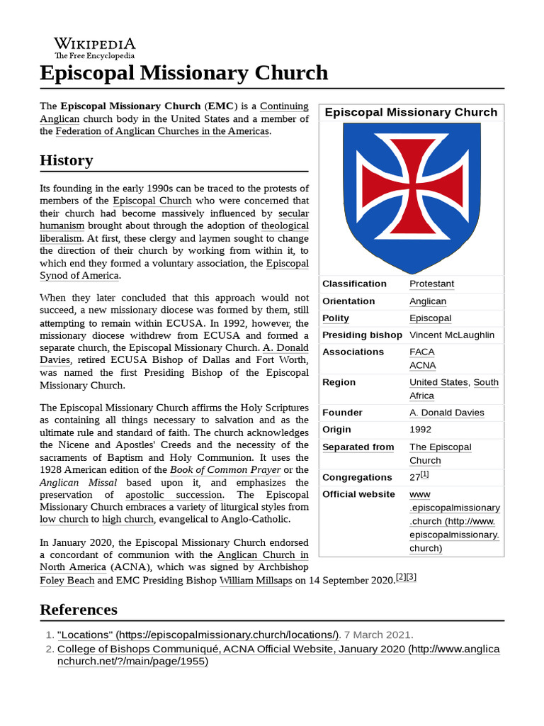 Episcopal Missionary Church | PDF | Anglicanism | Protestant ...