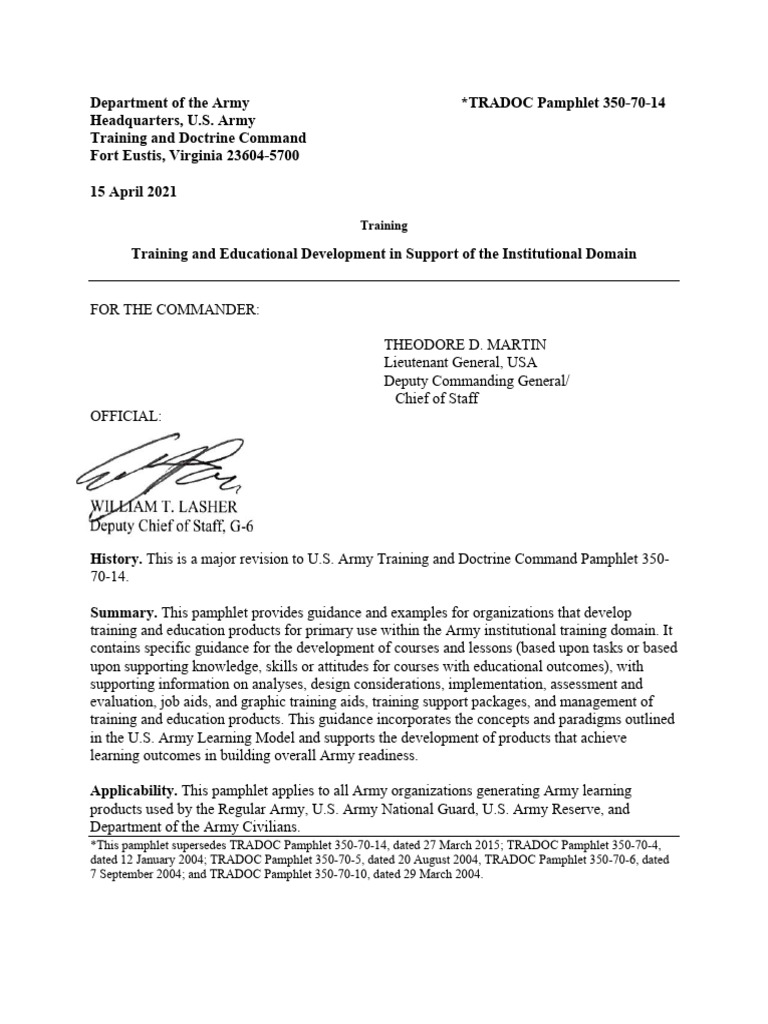 ADDIE US Army | PDF | Educational Assessment | Lesson Plan