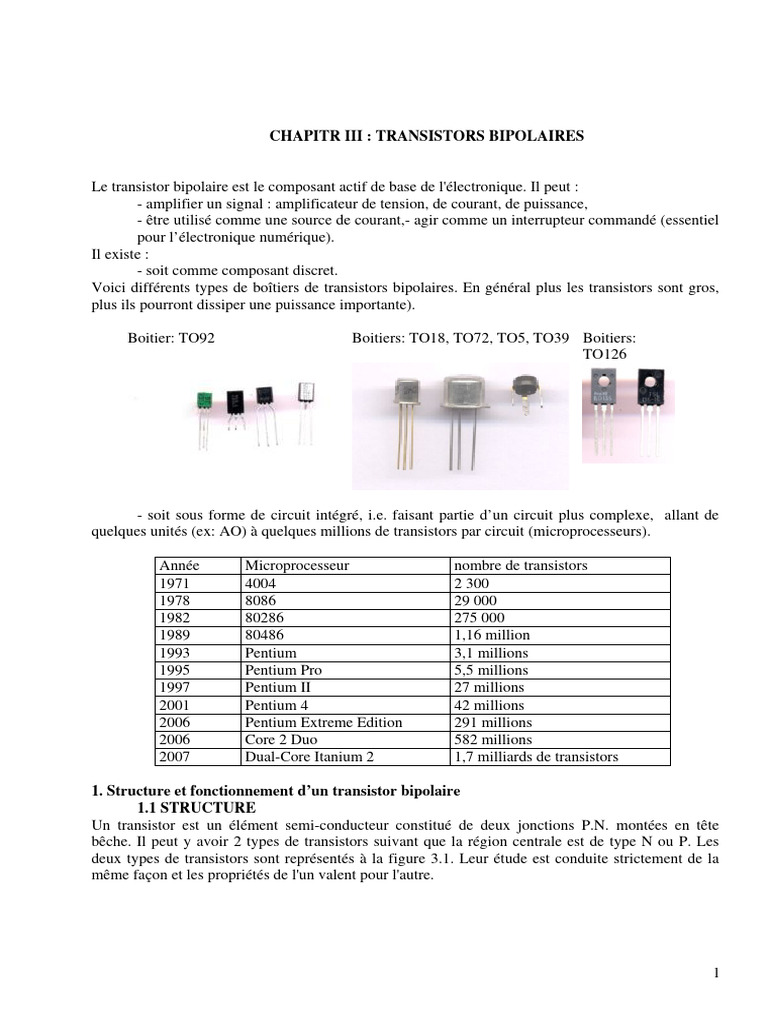 Types et fonctionnement des transistors BJT | PDF | Amplificateur ...