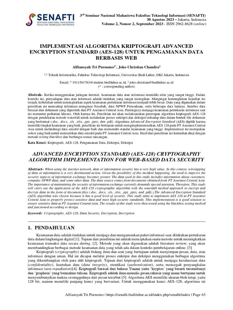 Implementasi Algoritma Kriptografi Advanced Encryption Standard (Aes ...