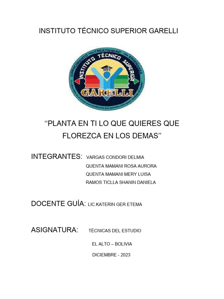 Instituto Tecnico Superior Garelli | PDF | Desarrollo personal ...