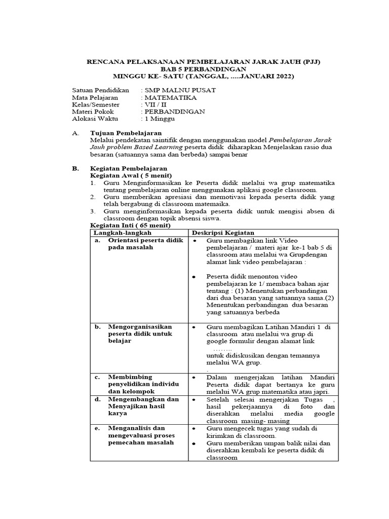 RPP MTK Kelas Vii Semester Ii | PDF | Karier & Perkembangan